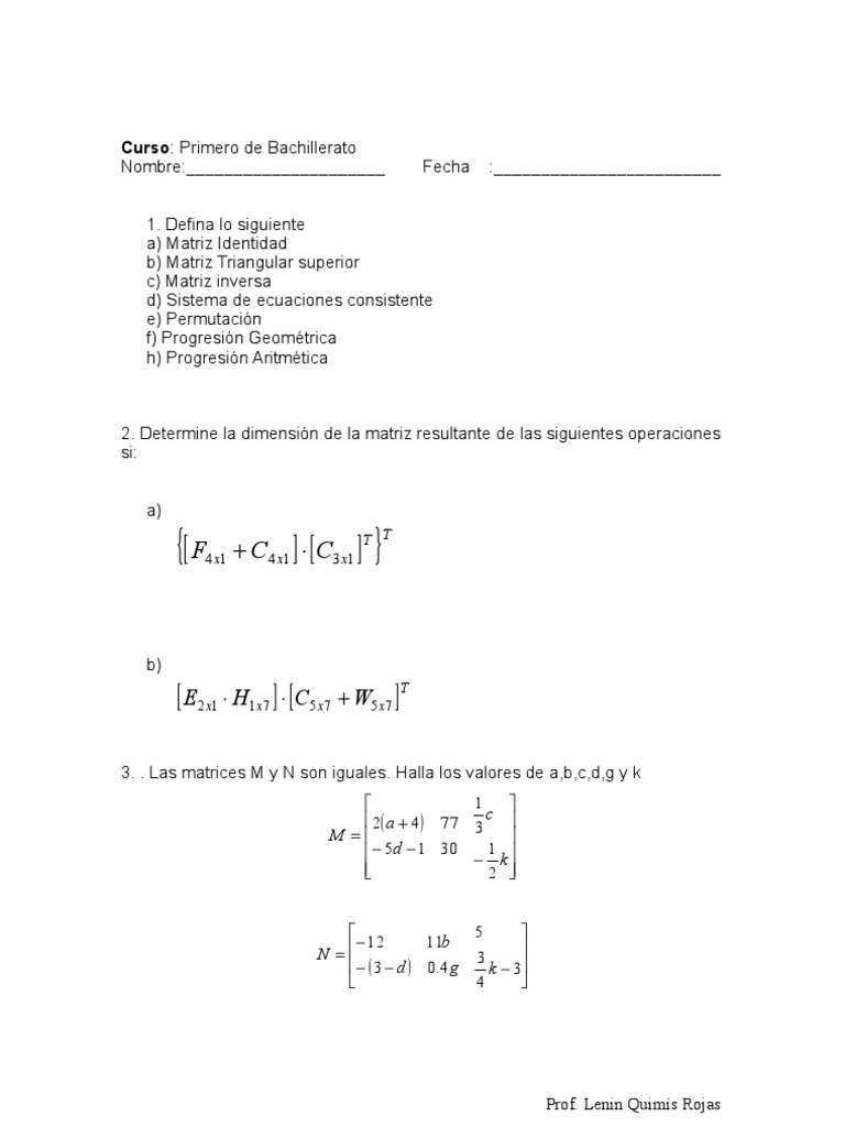 Ejer | PDF | Matriz (Matemáticas) | Álgebra