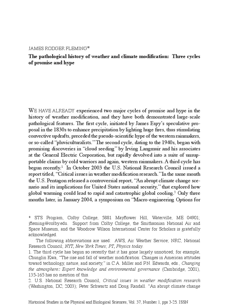 The Pathological History of Weather and Climate Modification: Three ...