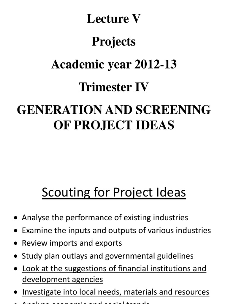 Project Idea Generation & Screening | PDF | Economic Growth | Competition