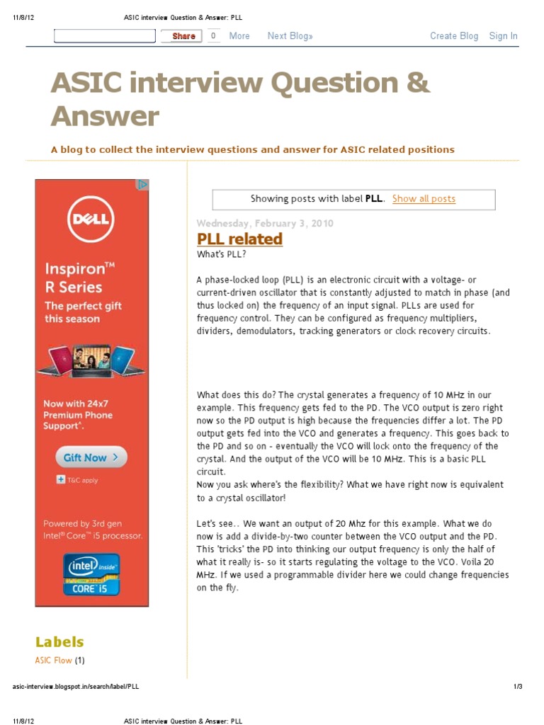ASIC Interview Question & Answer - PLL | PDF | Analog Circuits ...
