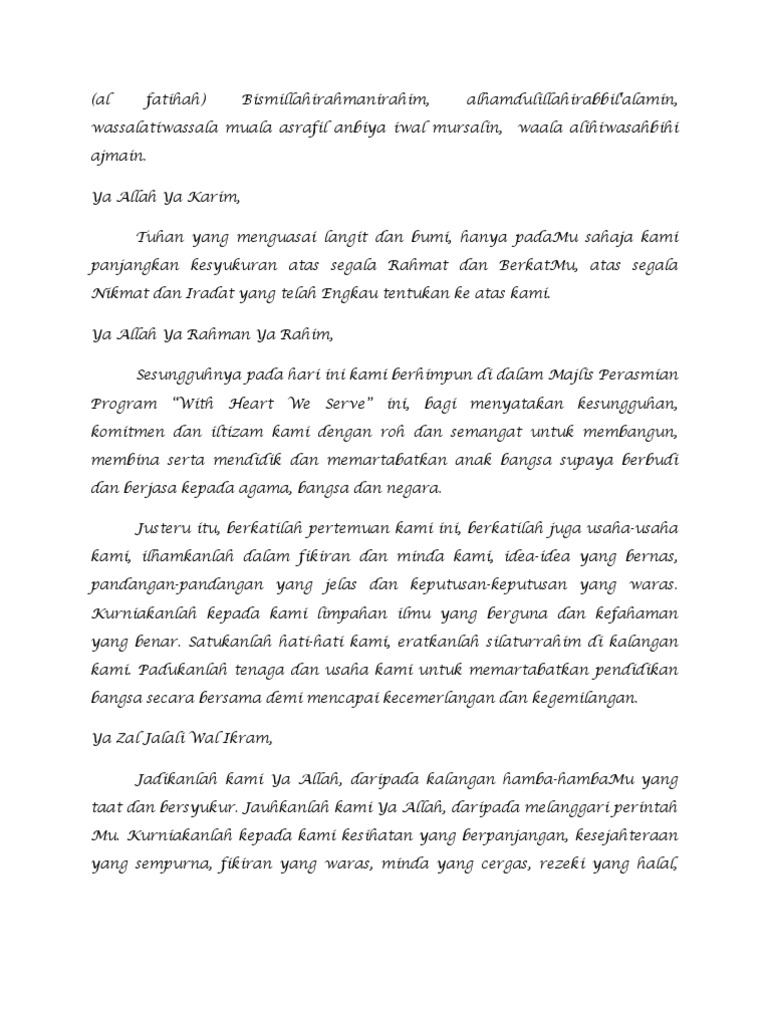 Doa Majlis Perasmian | PDF