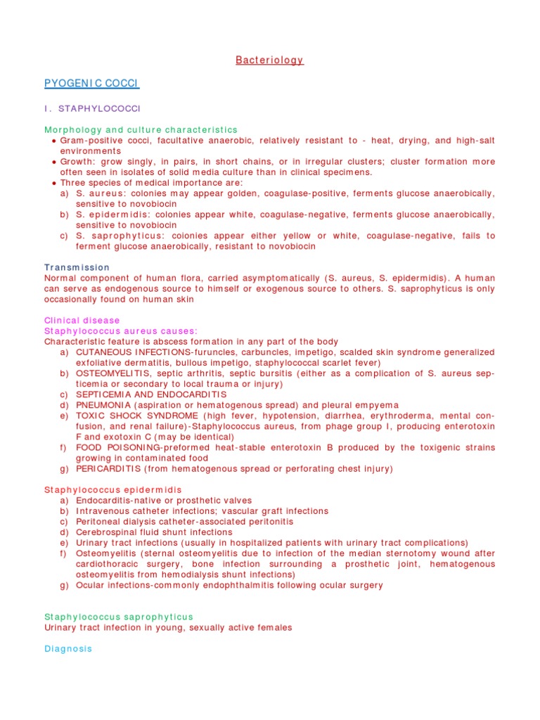 Pyogenic Cocci | PDF | Streptococcus | Staphylococcus Aureus