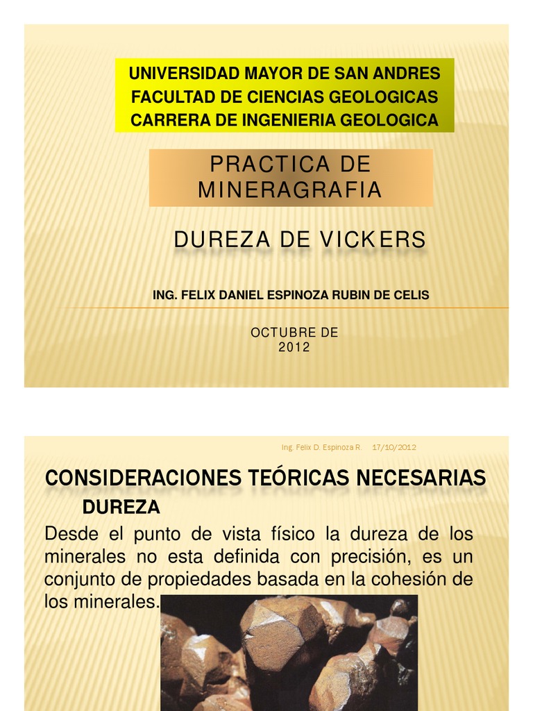 Dureza de Vickers en Minerales | PDF | Dureza | Ingeniería de productos ...