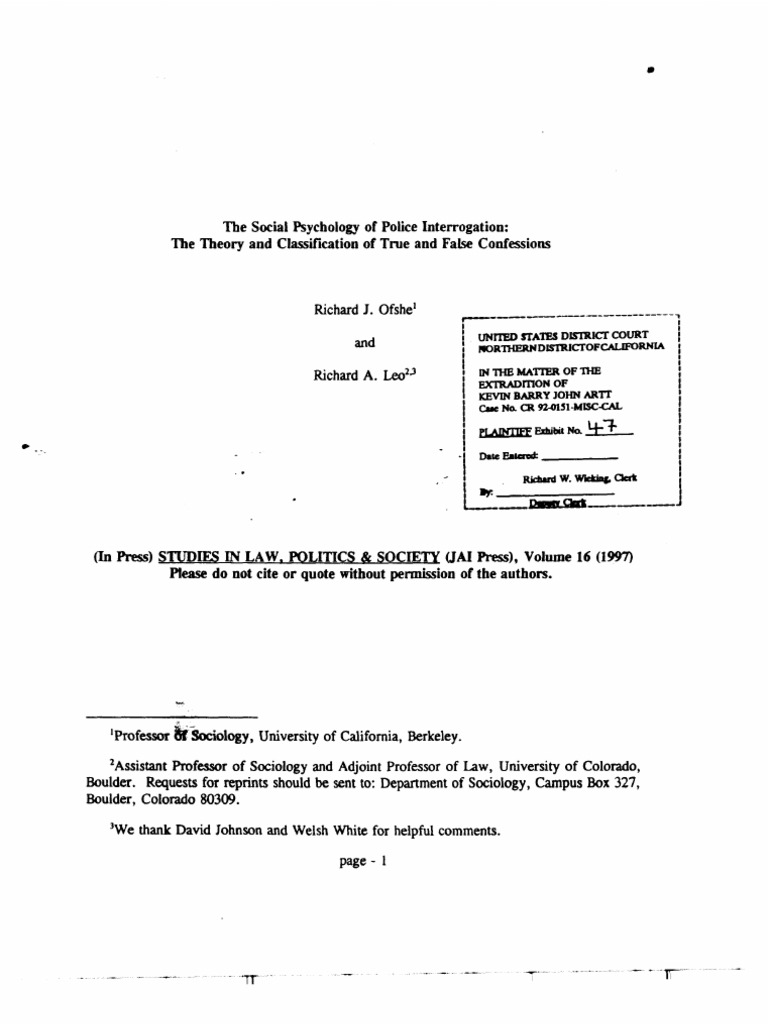 The Police Interrogation and Confession | PDF