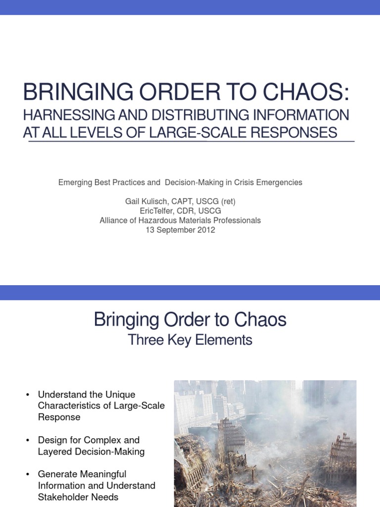 Bringing Order to Chaos - AHMP Conf Sept12 | Situation Awareness ...
