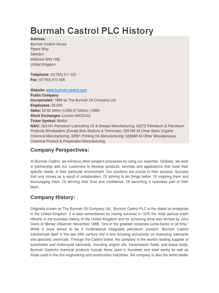 Burmah Castrol PLC | PDF | Bp | Petroleum