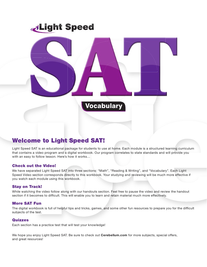 SAT Vocabulary Mastery Guide | PDF | Reading Comprehension | Sat