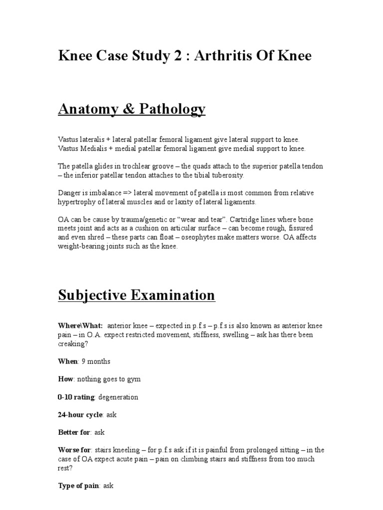 Knee Case Study 2 | PDF | Knee | Dance Science