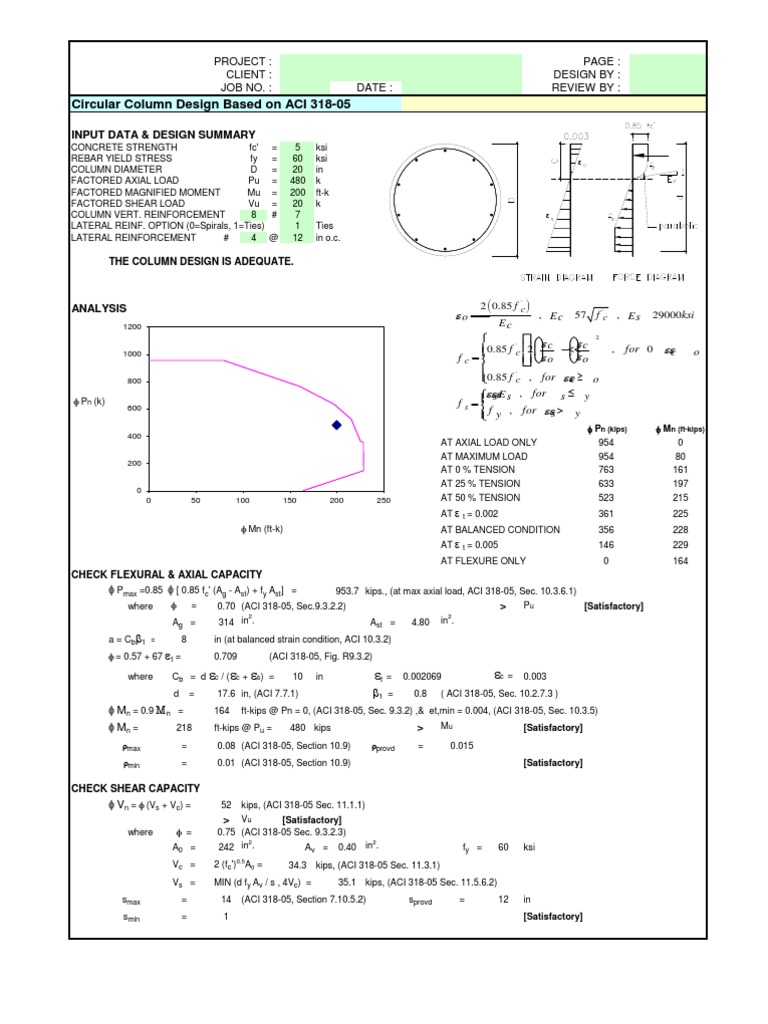 Circular Column Design Analysis ACI 318 | PDF | Teaching Methods ...