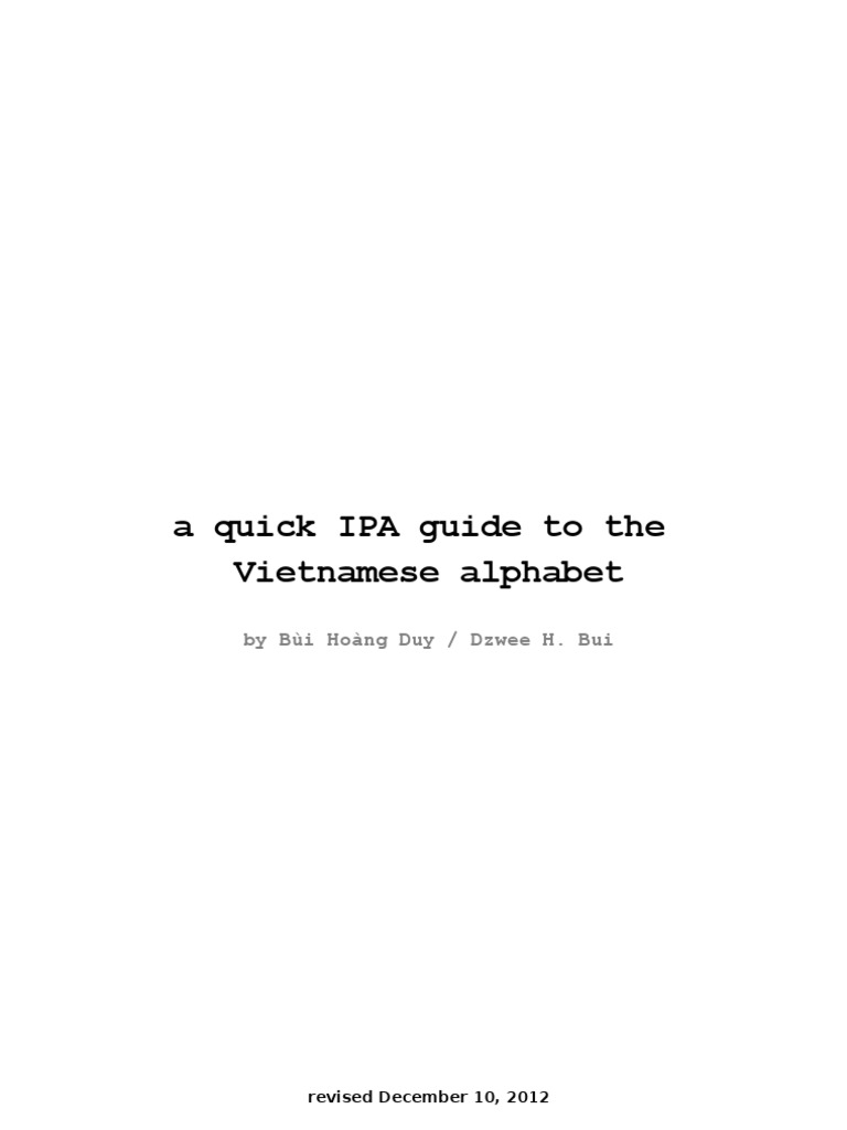 A Quick IPA Guide To The Vietnamese Alphabet | PDF | Vowel | Tone ...