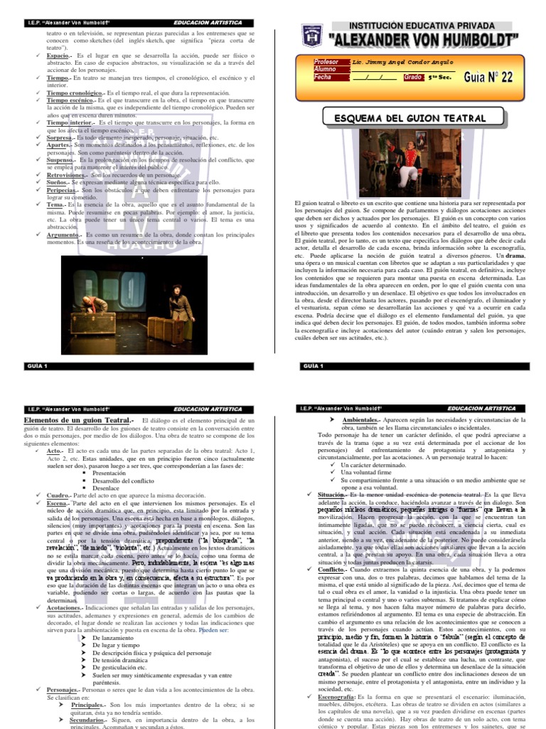 GUIA de 5to Ezquema de Un Guion Teatral | PDF | Teatro | Guión