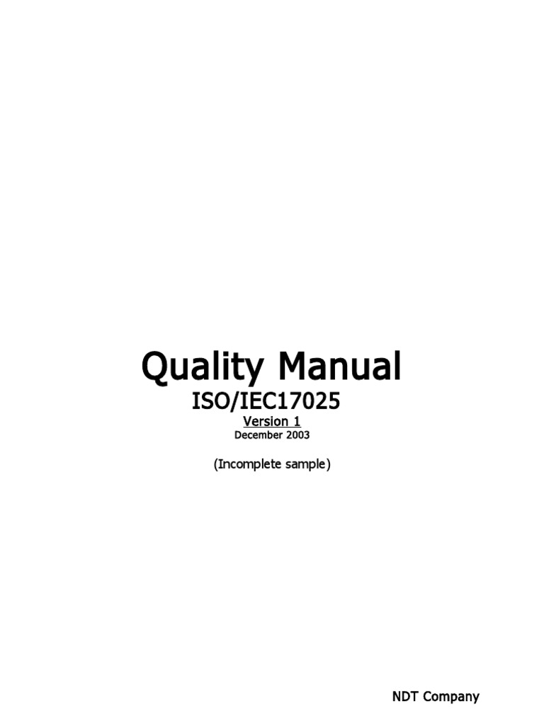 Sample Quality Manual | PDF | Verification And Validation | Calibration