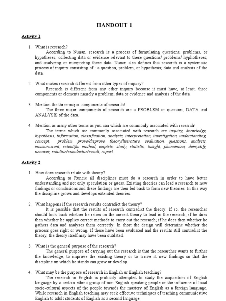 Handout 1 | PDF | Hypothesis | Scientific Method