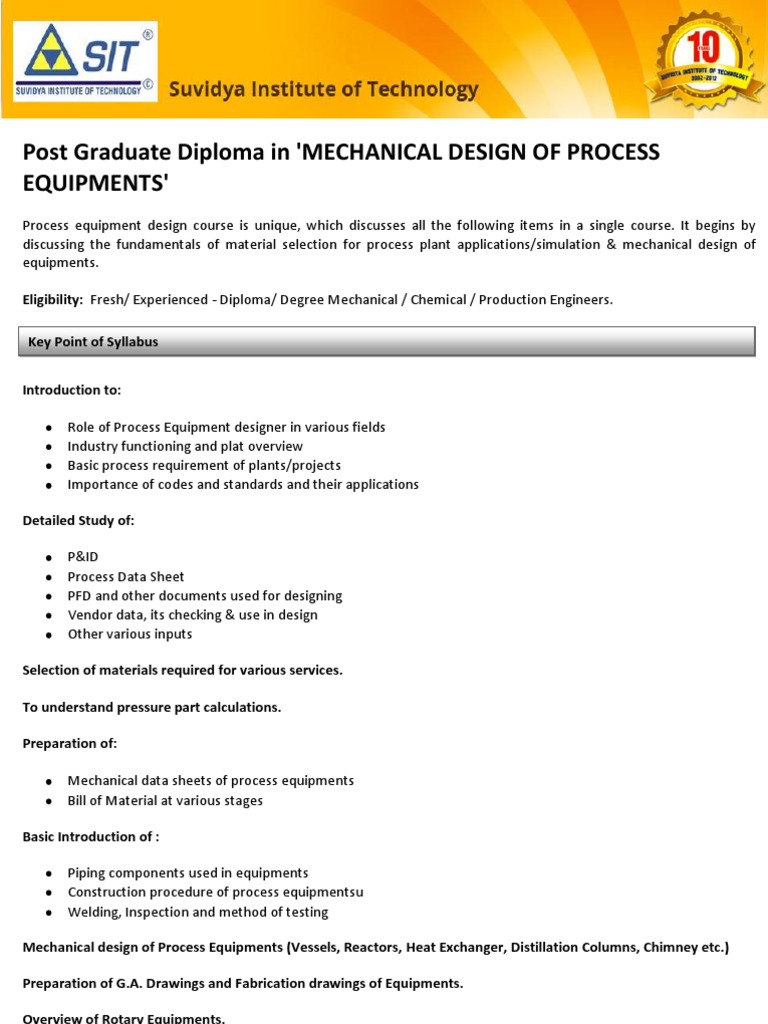 Mechanical Design of Process Equipment Course | PDF | Computers