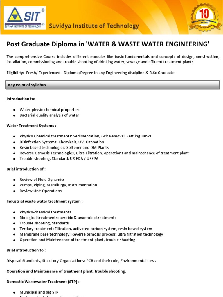 Post Graduate Diploma in Water Engineering | PDF