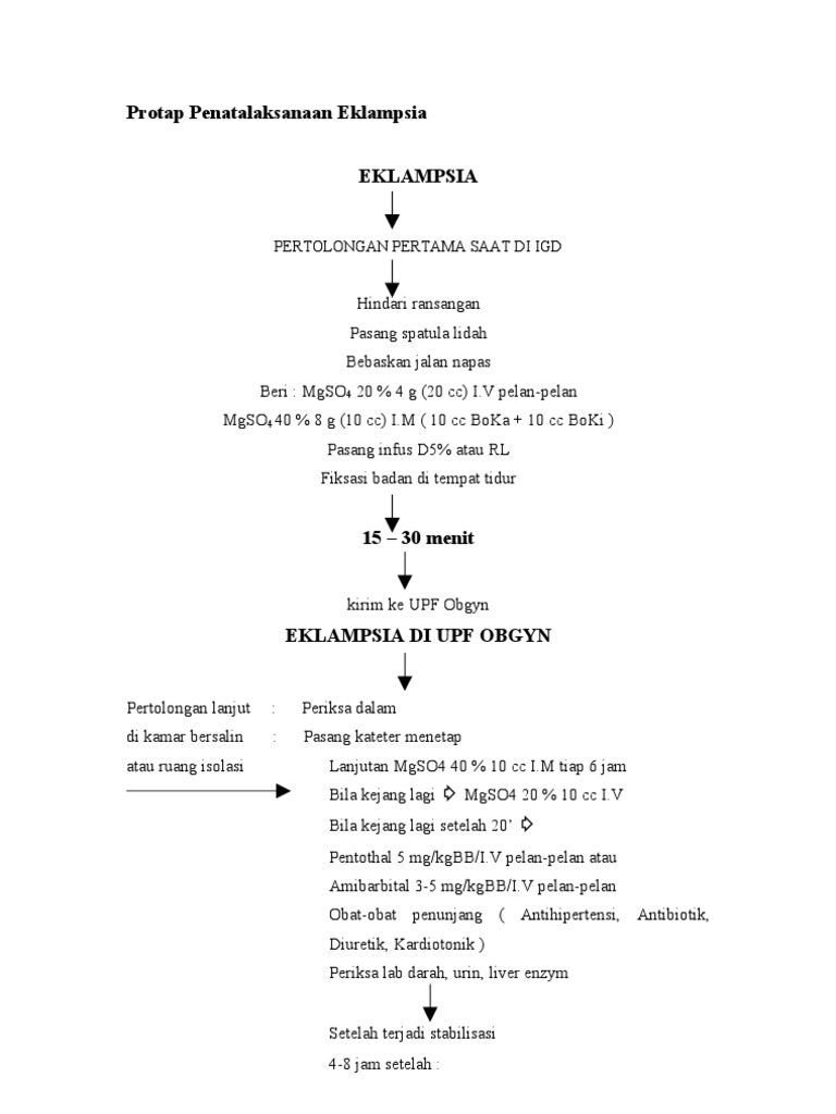 Protap Penatalaksanaan Eklampsia | PDF