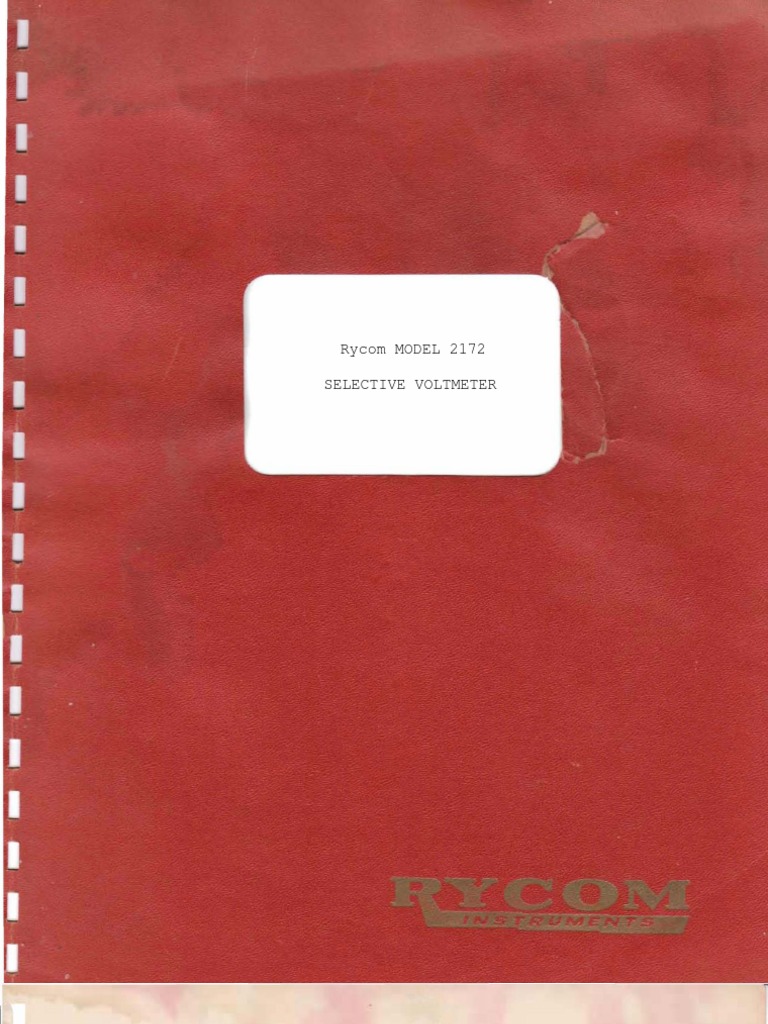 Rycom Model 2172 Frequency Selective Voltmeter Maintenance-Manual W0585-6FD, 1967. | PDF | Sound ...
