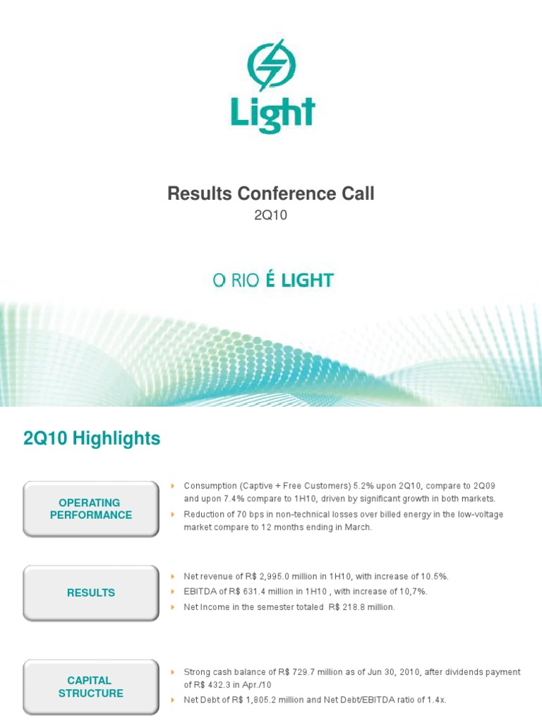 Results Conference Call | PDF | Earnings Before Interest | Strategic ...