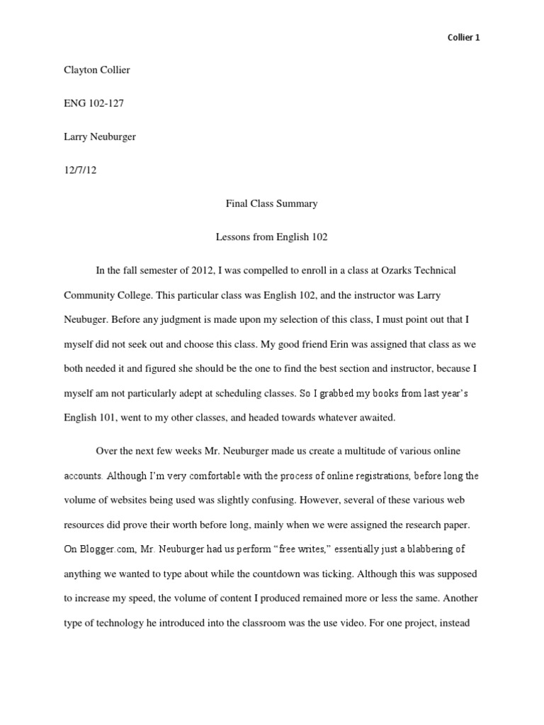 ENG 102 Final Semester Summary | PDF | Teaching Method | Teachers