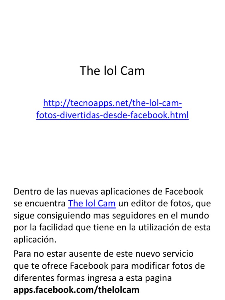 The Lol Cam | PDF | Facebook | ciberespacio