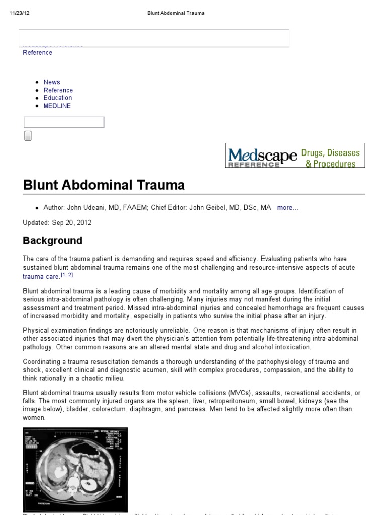 Blunt Abdominal Trauma | Download Free PDF | Major Trauma | Abdomen