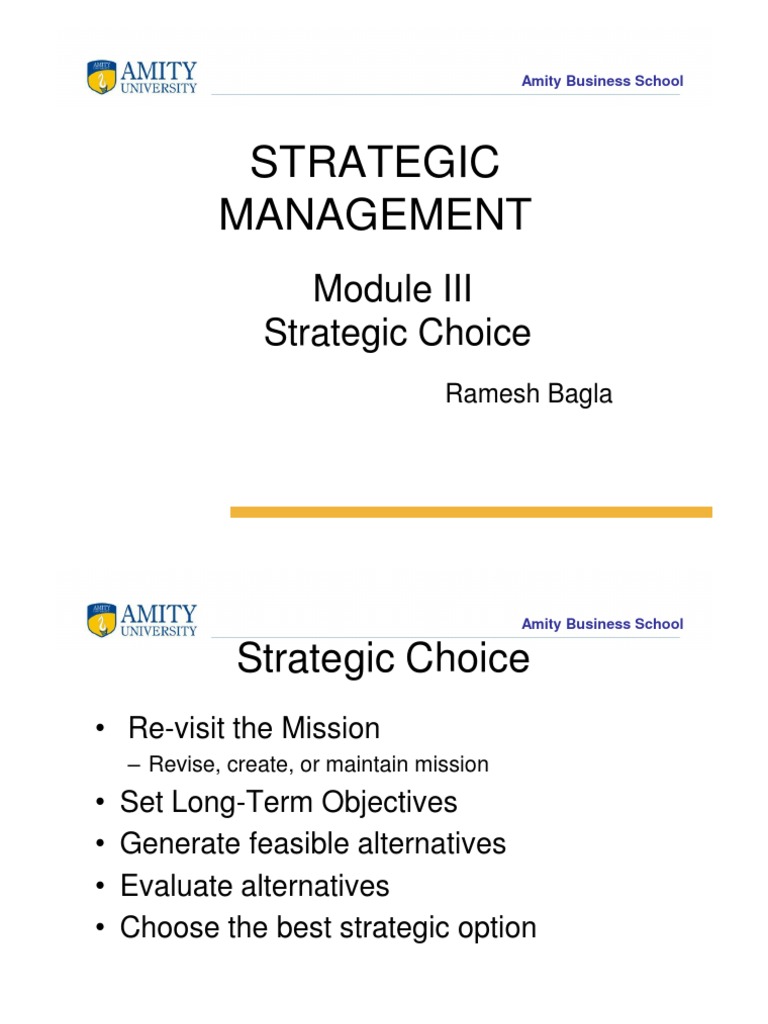 Strategic Choice - Traditional Approach | PDF | Strategic Management ...