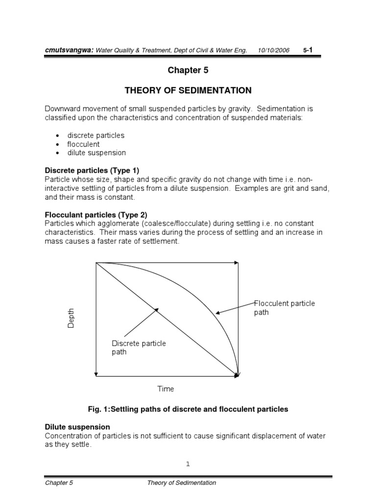 Chapt5 - Theory of Sedimentation PDF | PDF | Reynolds Number | Fluid Mechanics