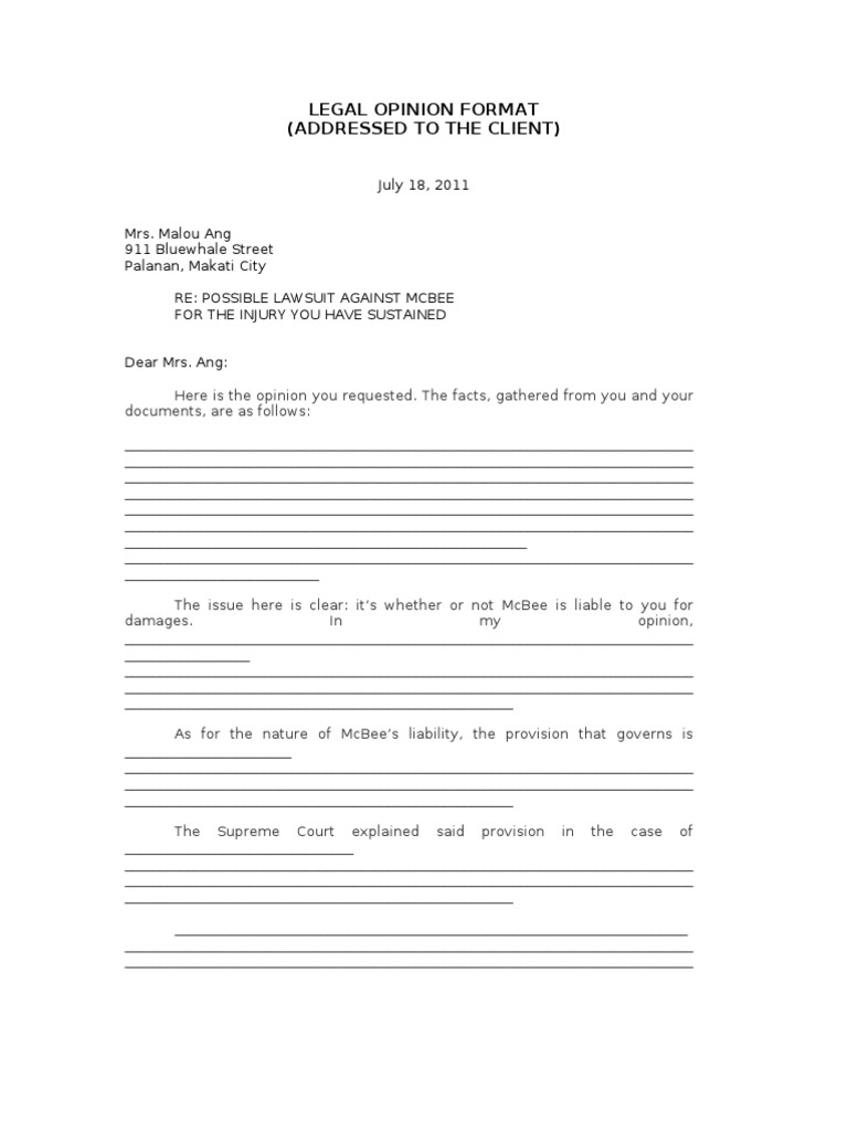 Format of Legal Opinion | PDF