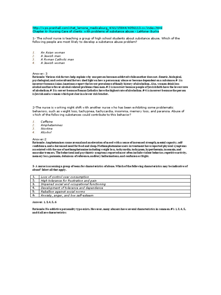 Substance Abuse Nclex | PDF | Substance Abuse | Mdma