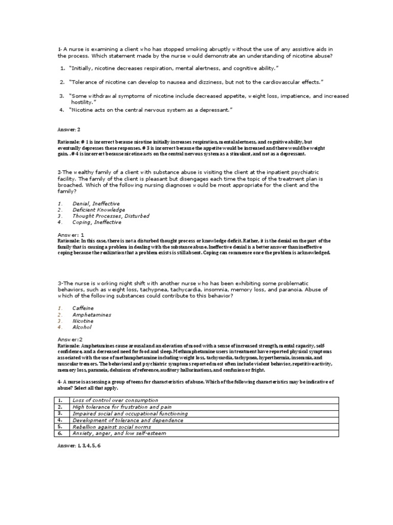 Substance Abuse Questions | PDF | Substance Abuse | Mdma