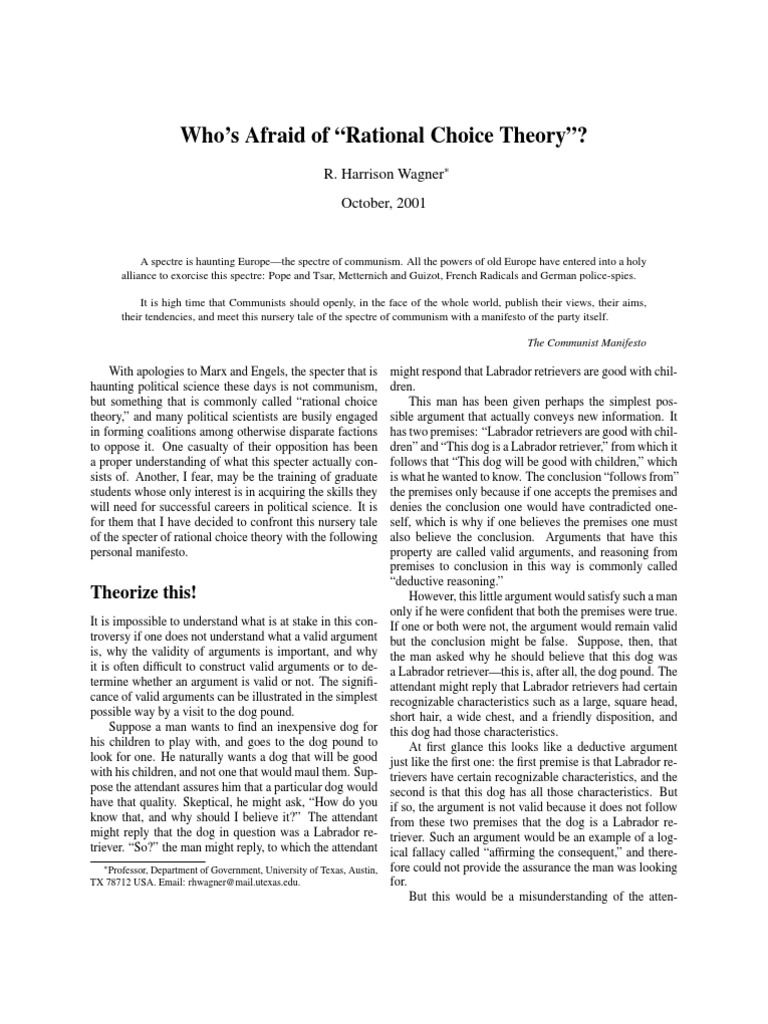 Rational Choice Theory | PDF | Inductive Reasoning | Argument