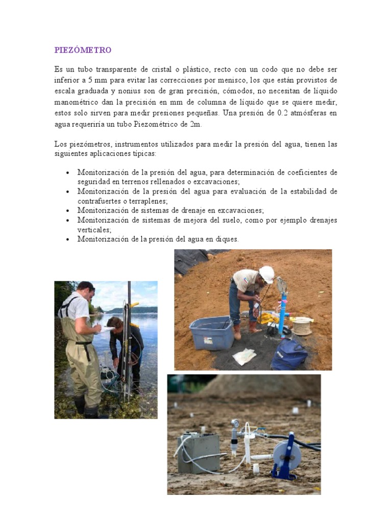 PIEZÓMETRO | Agua subterránea | Presión