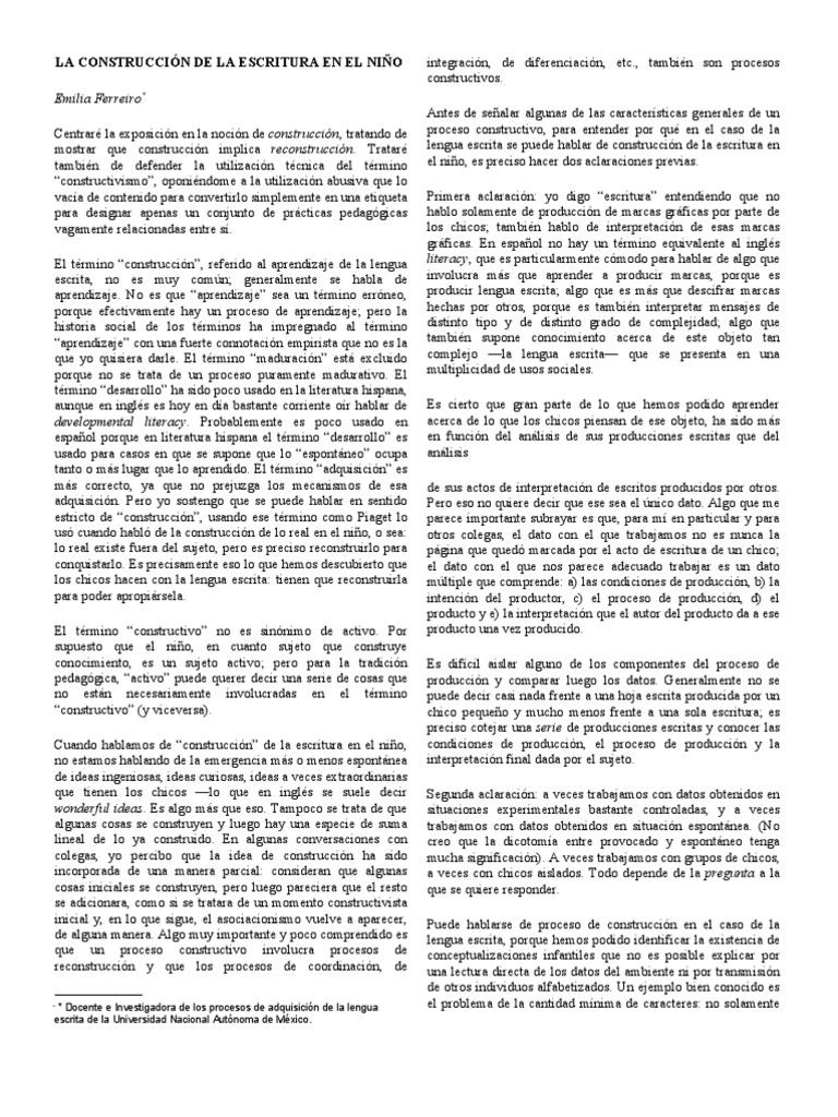 Construcción de la escritura infantil | PDF