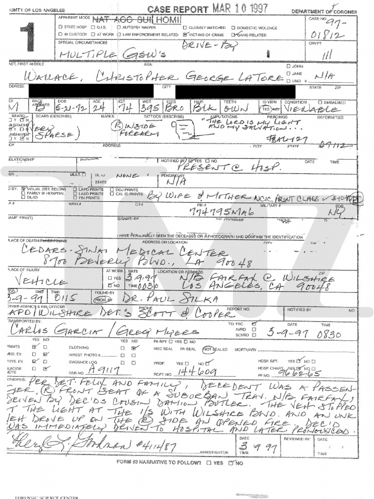 TMZ Biggie Smalls Autopsy Report