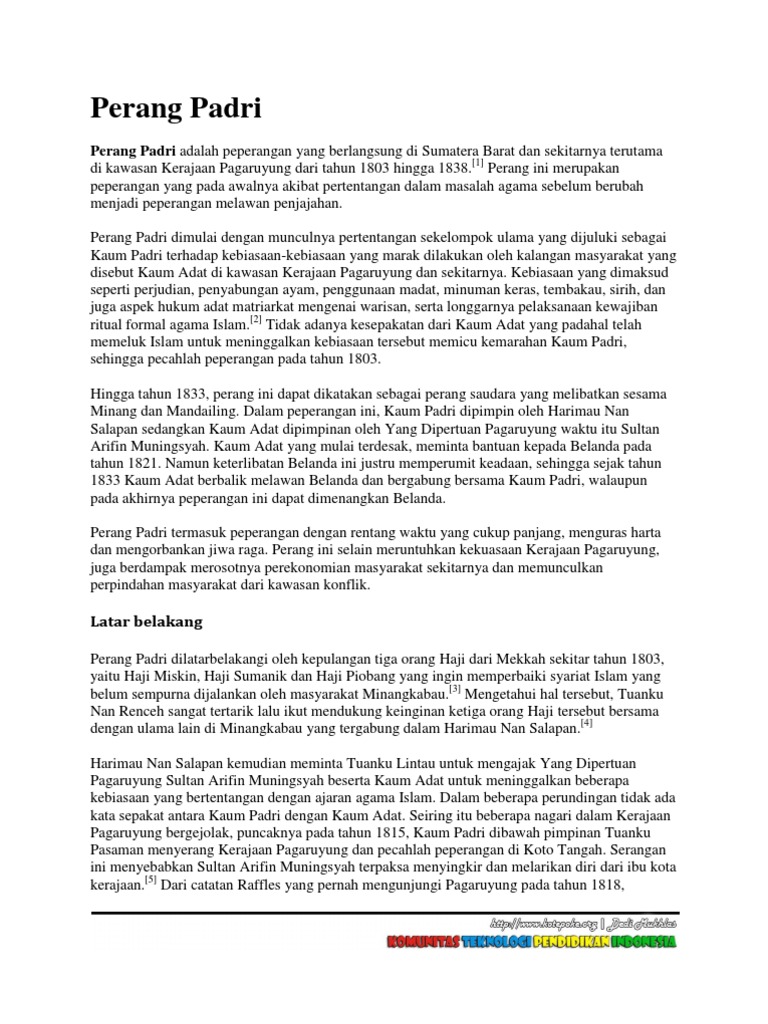 Perang Padri | PDF | Sejarah