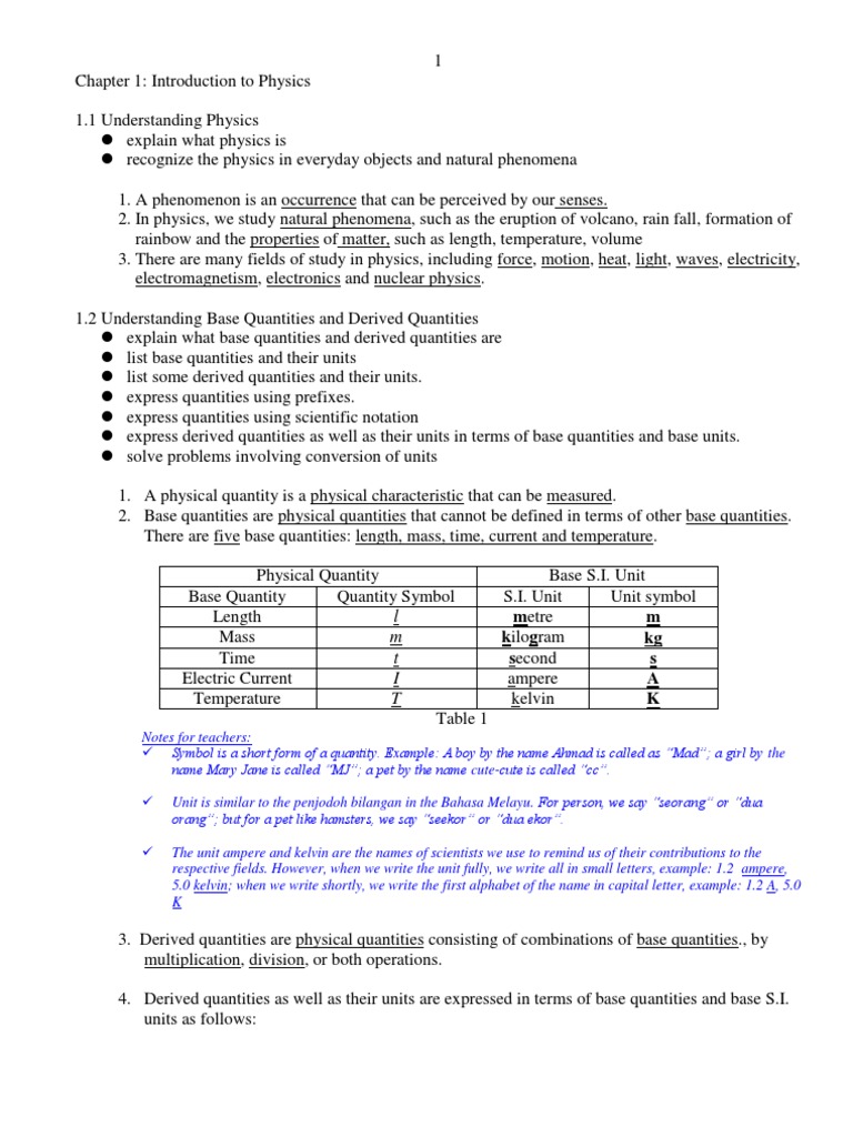 Form 4 Physics Chapter 1 - Teacher's | PDF