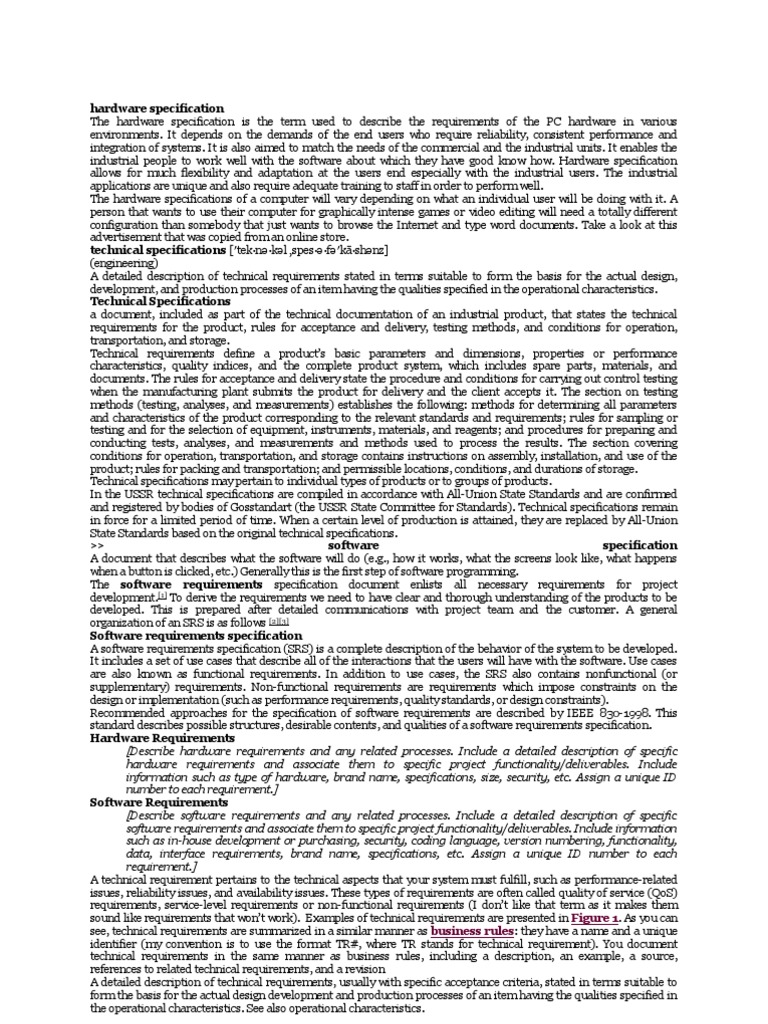 Hardware Specification | PDF | Specification (Technical Standard ...