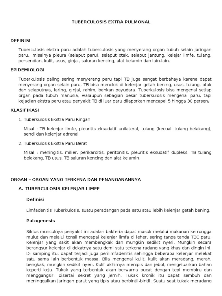Gejala dan Penanganan TBC Ekstra Paru | PDF