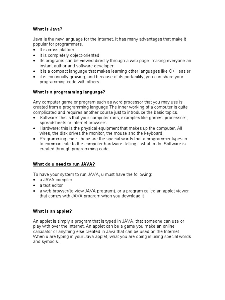 What Is Java | PDF | Java (Programming Language) | Variable (Computer ...