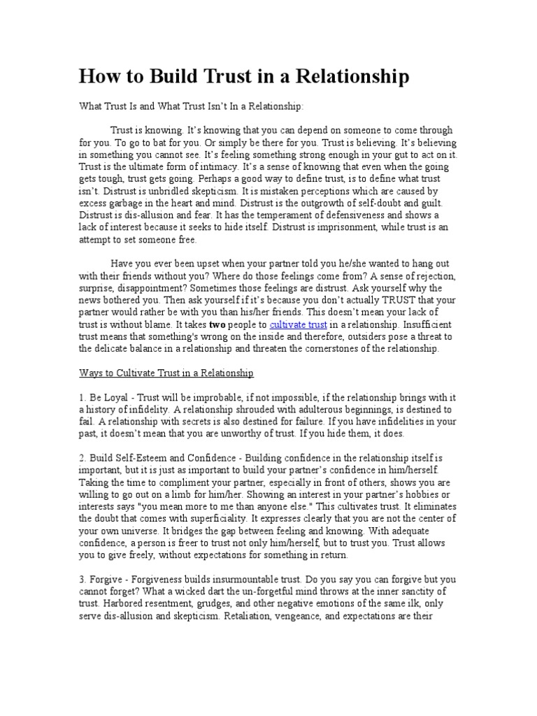 How To Build Trust in A Relationship | Download Free PDF | Trust ...