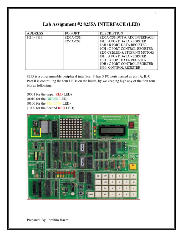 Lab Assignment #2 8255A INTERFACE (LED) : Green | PDF