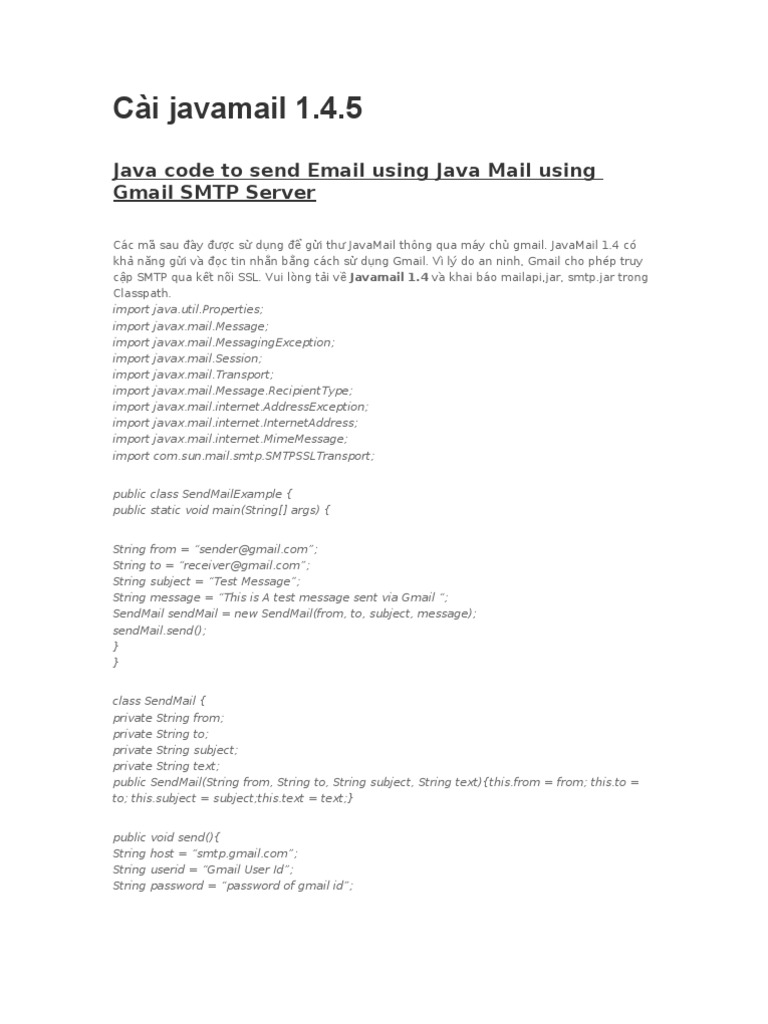Java Email Sending with Gmail SMTP | PDF