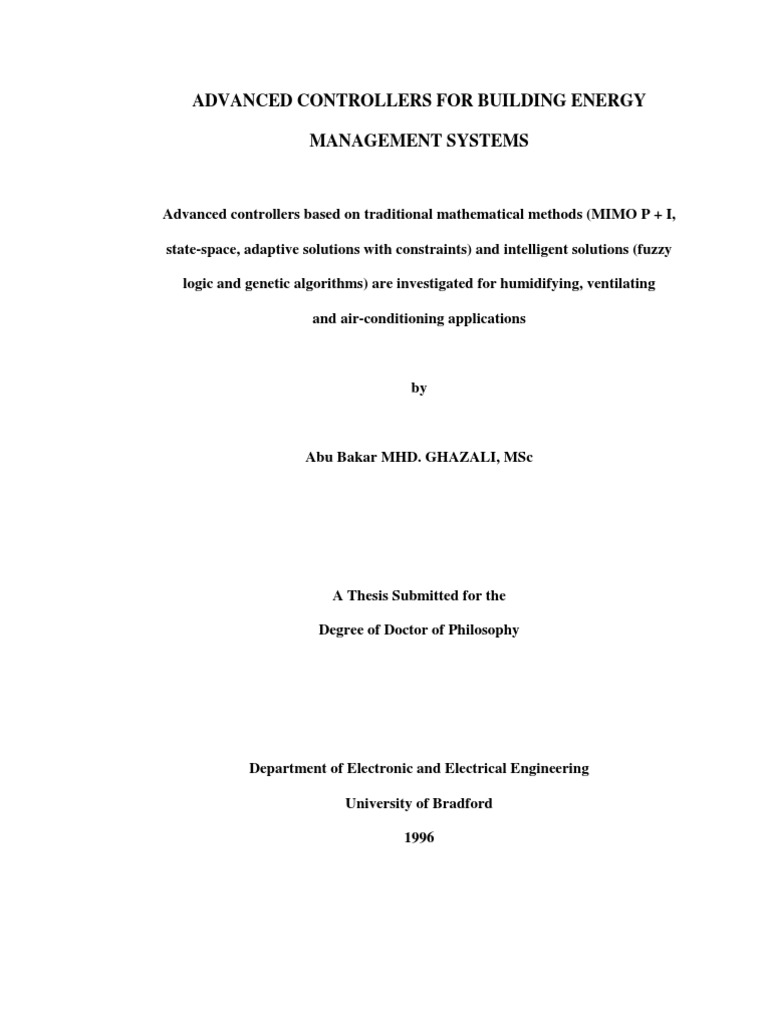 PHD Thesis ABG - Advanced Controllers For BEMS | Download Free PDF ...