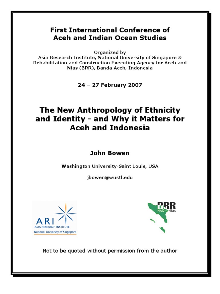 The New Anthropology of Ethnicity in Aceh | PDF | Ethnic Groups | Indonesia