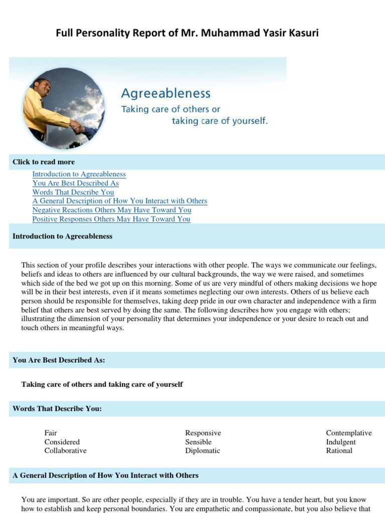 Full Personality Report of Mr. Muhammad Yasir Kasuri: Click To Read ...