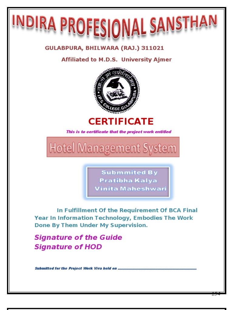 Hotel Management System DoC1 | PDF | Data Model | Conceptual Model