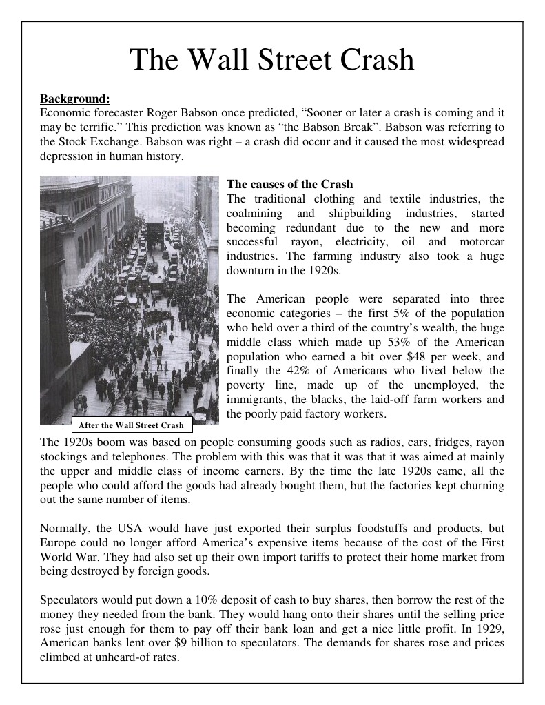 the wall street crash | Wall Street Crash Of 1929 | Stocks