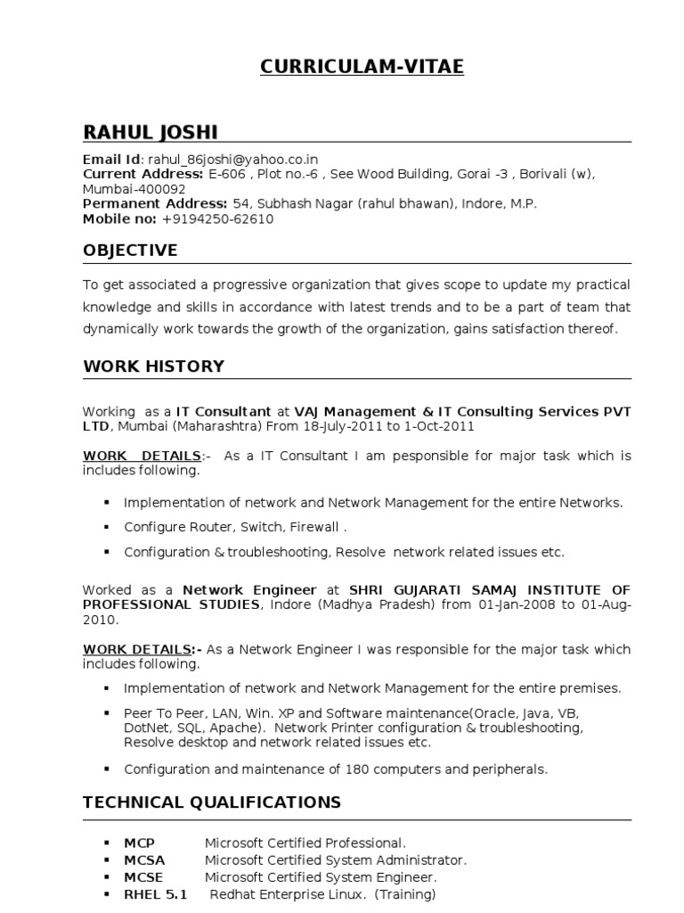 Rahul Joshi Resume | PDF | Cisco Certifications | Router (Computing)
