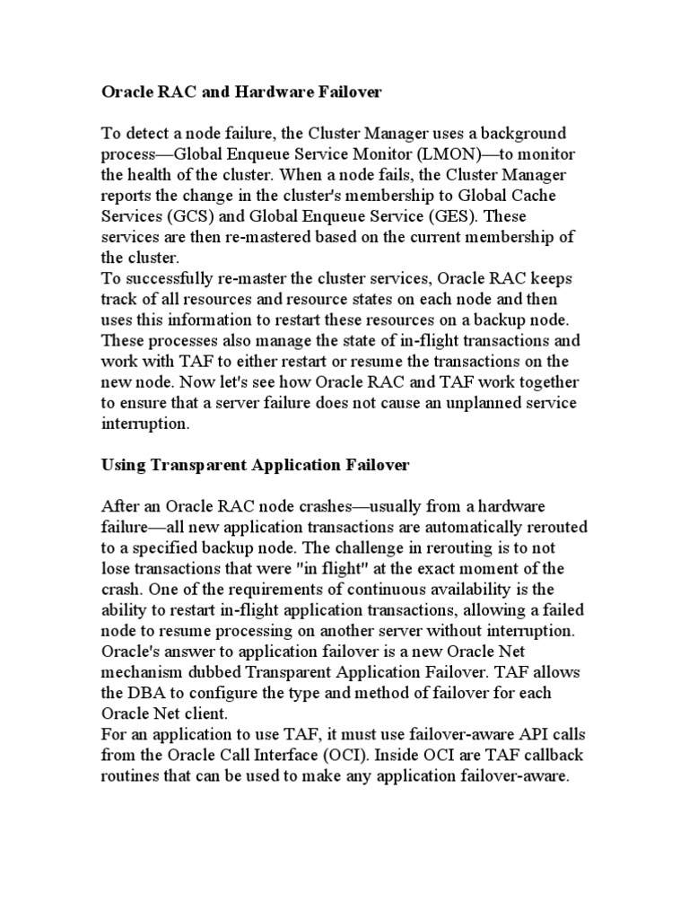 Oracle Rac Taf | PDF | Oracle Database | Pl/Sql