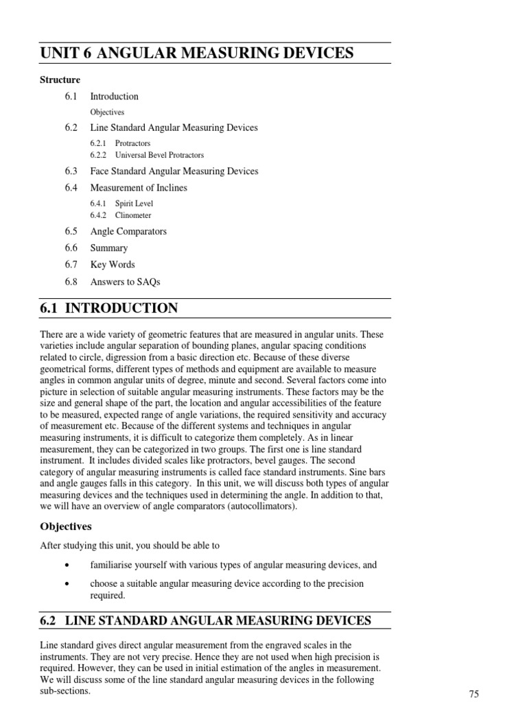 Unit 6 Angular Measuring Devices: Structure | PDF